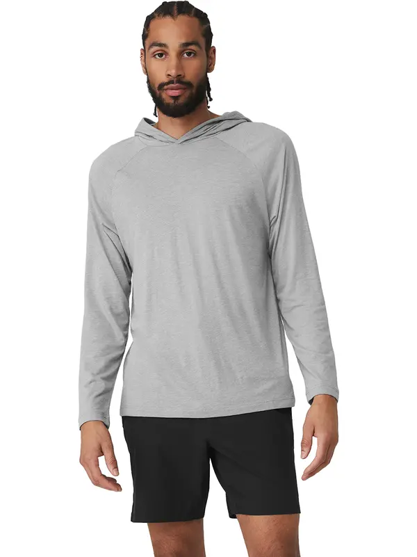Alo Yoga Core Hooded Runner Sweatshirt - Athletic Heather Grey