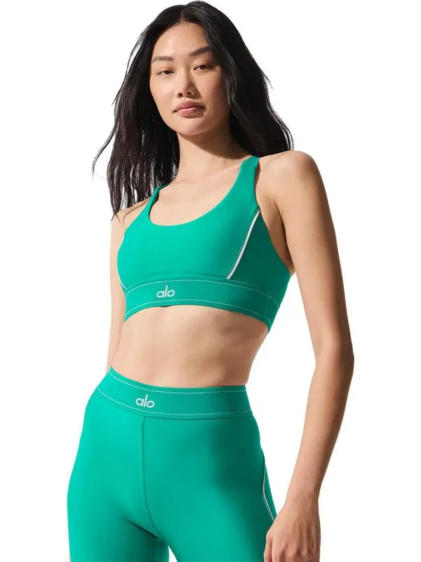 Alo Yoga Airlift Suit Up Bra - Spruce Green/white