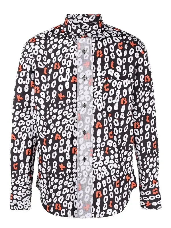 BLACK COMME DES GARÇONS Leopard-print Cotton Shirt - Black