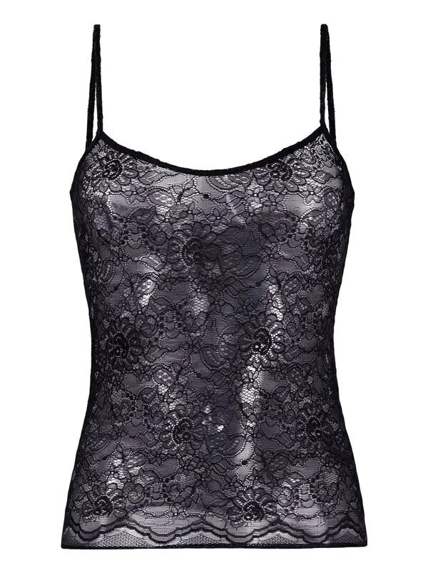 Patrizia Pepe Floral-lace Vest - Black