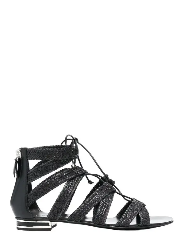 Casadei Spartan Woven Gladiator Sandals - Black