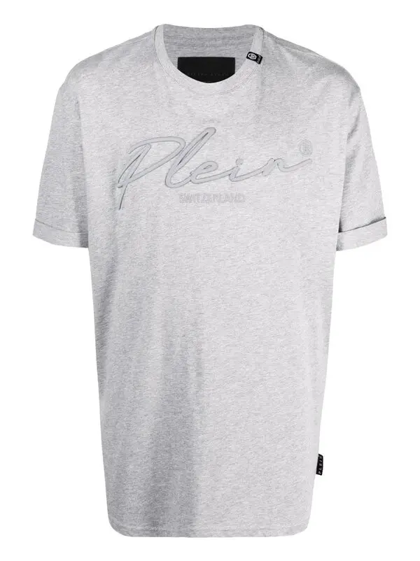 Philipp Plein Logo-embroidered Cotton T-shirt - Grey