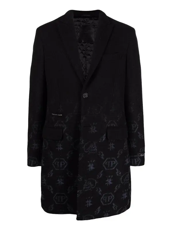 Philipp Plein Monogram Jacquard Coat - Black