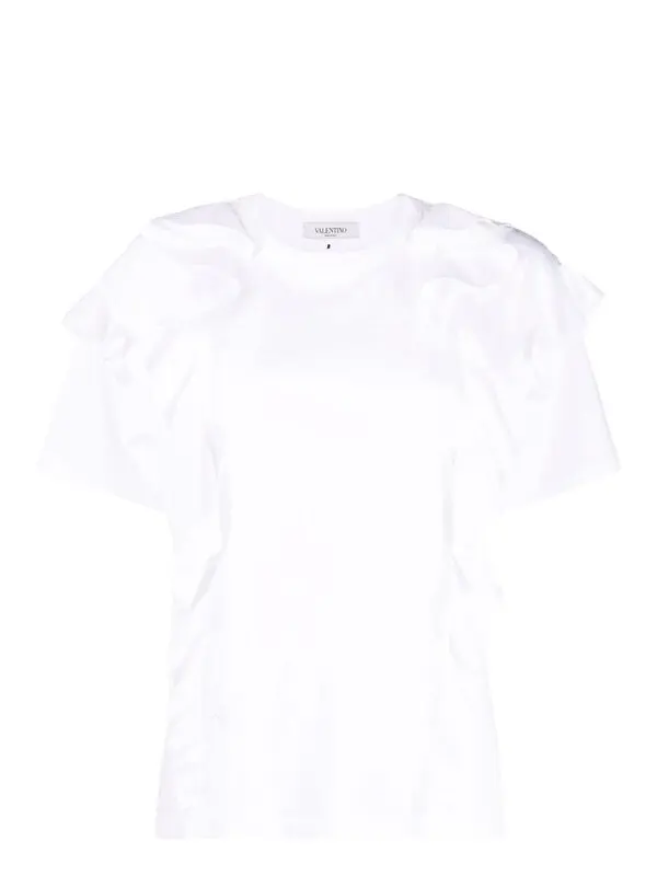 Valentino Garavani Ruffle-trim Short-sleeve T-shirt - White