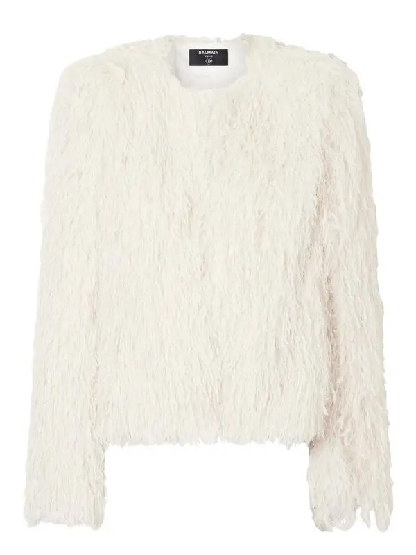 Balmain Fringed Tweed Jacket - White