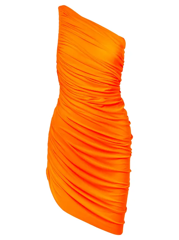 Norma Kamali Diana One-shoulder Ruched Dress - Orange