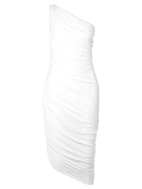 Norma Kamali Diana One-shoulder Ruched Dress - White