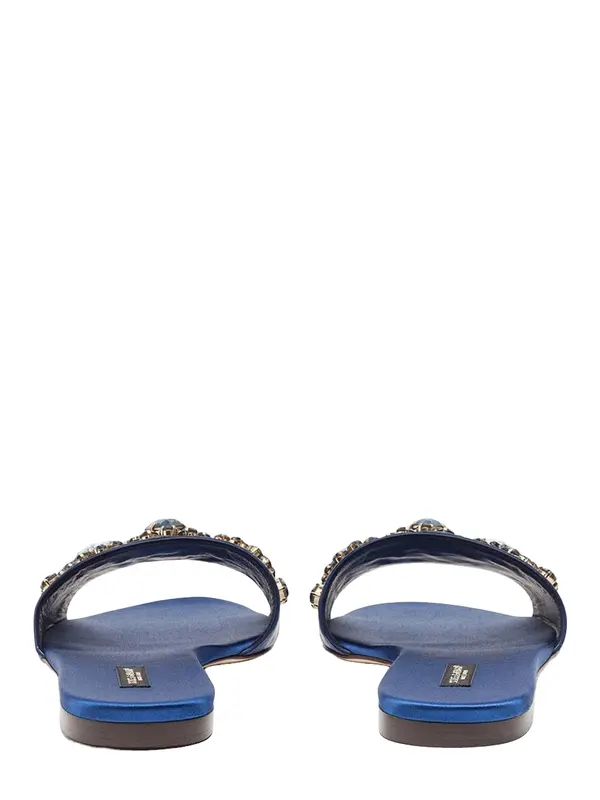 Dolce & Gabbana Bejewelled Leather Sandals - Blue