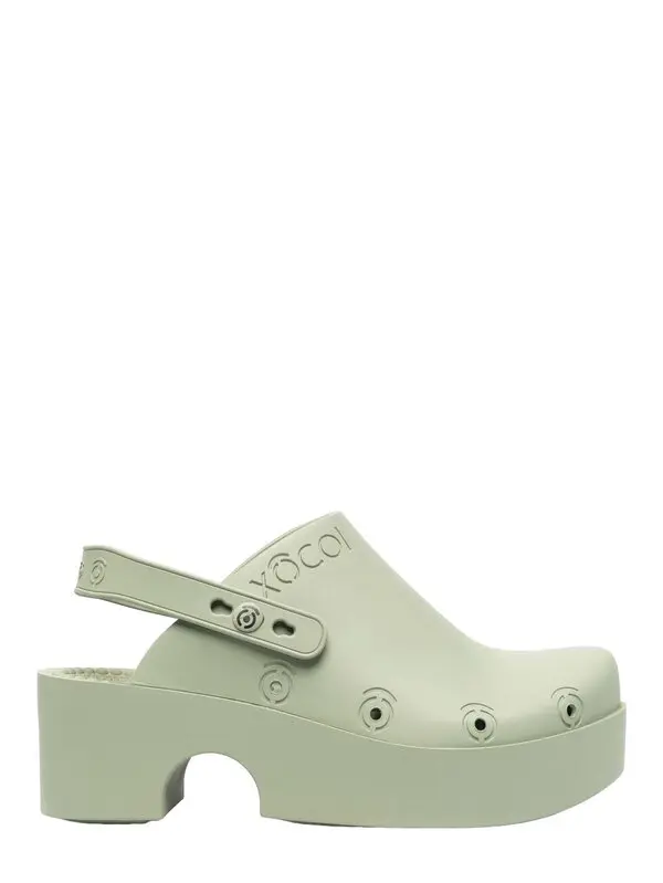 XOCOI 60mm Slingback Platform Mules - Green