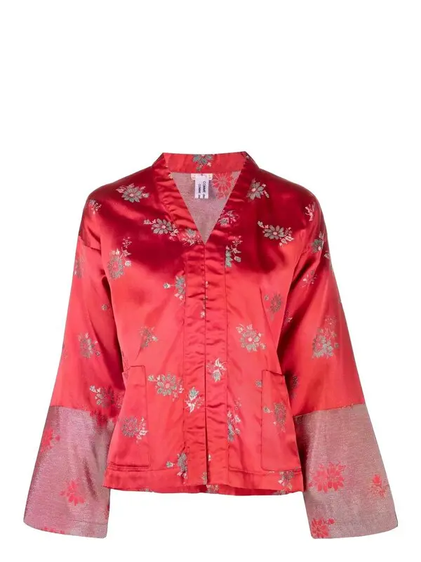 Comme Des Garçons Metallic Floral Jacket - Red