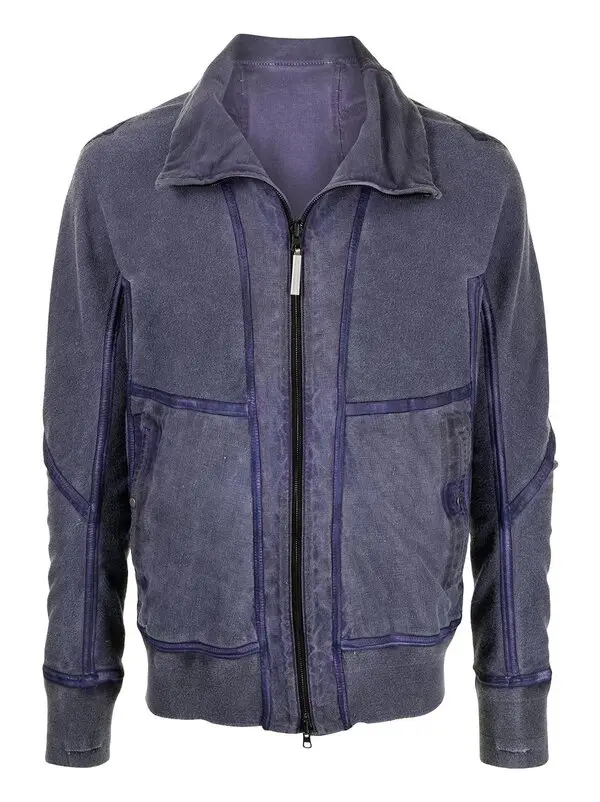 ISAAC SELLAM EXPERIENCE Funnel Neck Leather Jacket - Purple