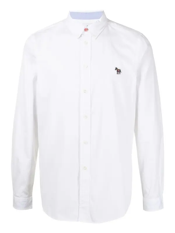 Paul Smith Zebra-patch Organic-cotton Shirt - White
