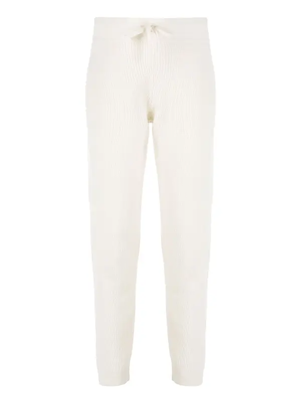 Cashmere In Love Ribbed-knit Track Pants - White