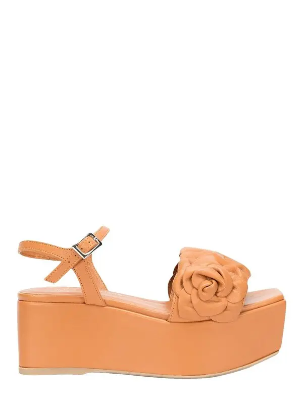 MADISON.MAISON Flower Platform Sandals - Brown