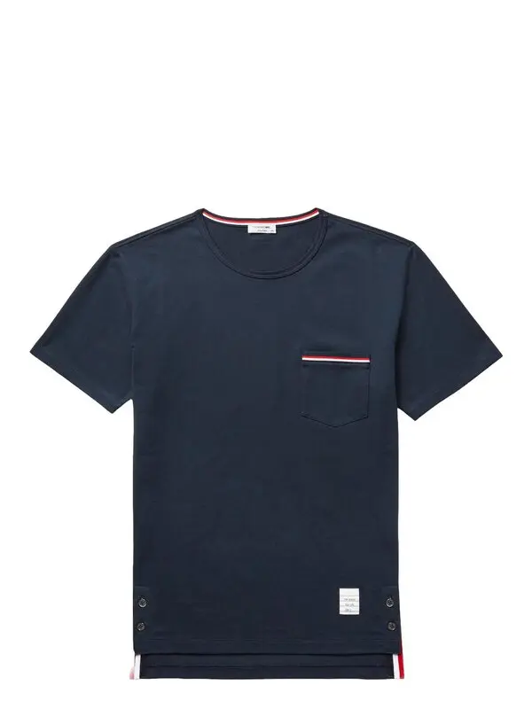 Thom Browne Slim-fit Grosgrain-trimmed Cotton-jersey T-shirt - Blue