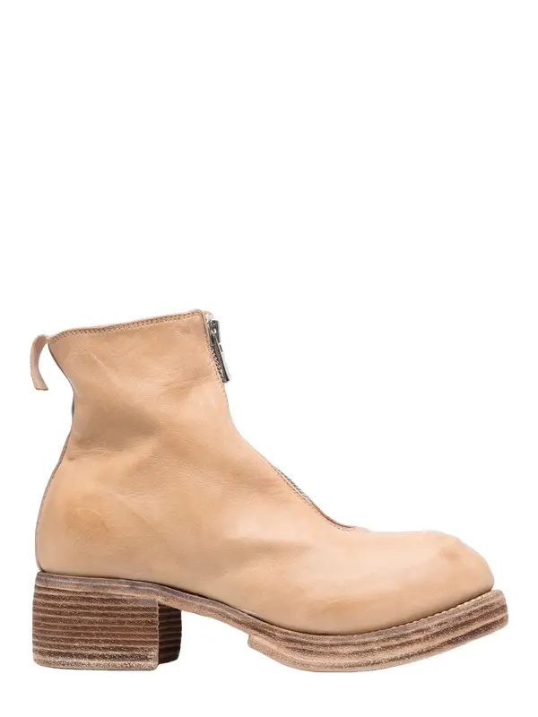 Guidi Grained Leather Round-toe Boots - Neutrals