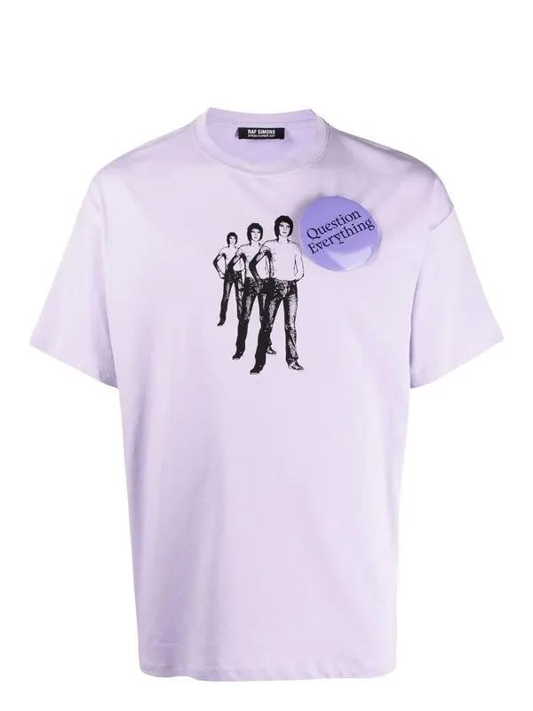 Raf Simons Question Everything Badge-detail T-shirt - Purple