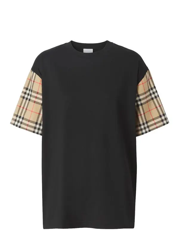 Burberry Check-sleeve T-shirt - Black