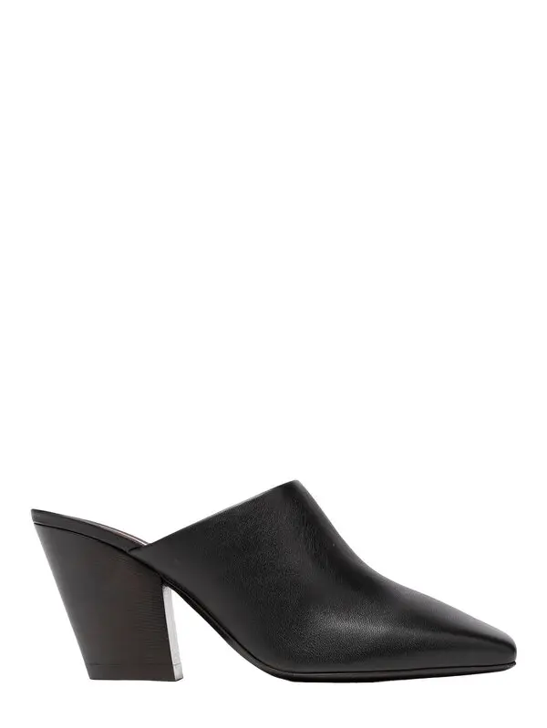 Shanghai Tang Square-toe High Block Heel Mules - Black