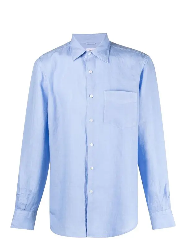 Aspesi Pointed-collar Long-sleeved Shirt - Blue