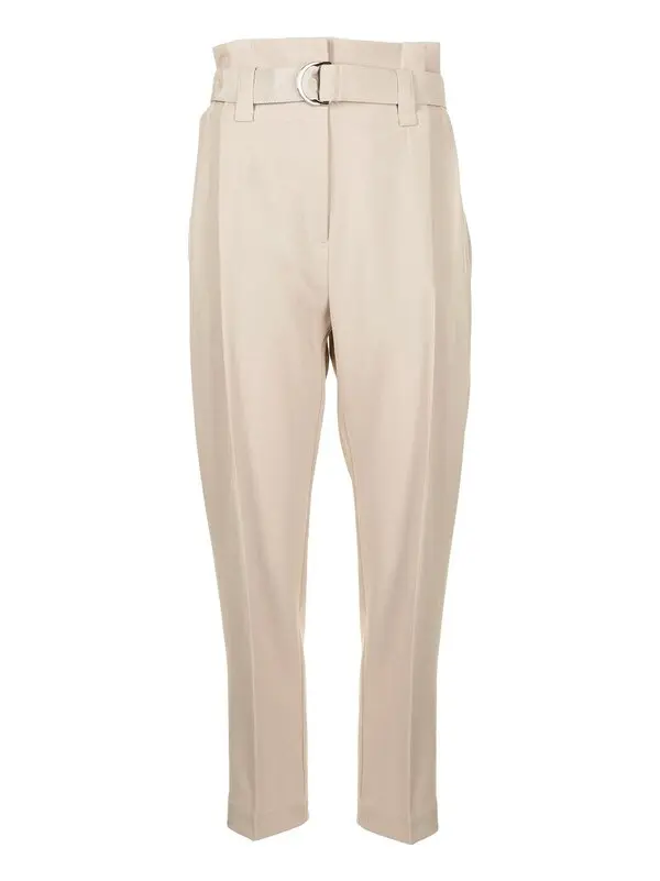 GOODIOUS Cropped Belted Trousers - Neutrals