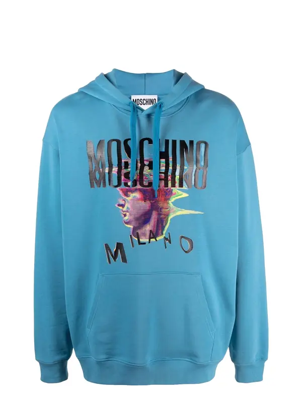 Moschino Graphic-print Relaxed Hoodie - Blue