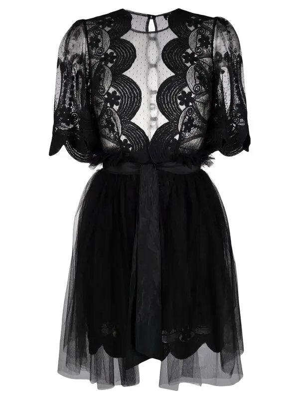 Elisabetta Franchi Lace-panelled Tulle Mini Dress - Black