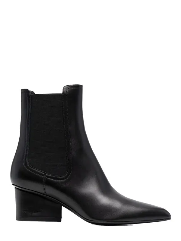 FERRAGAMO Logo-embossed Heel Chelsea Boots - Black