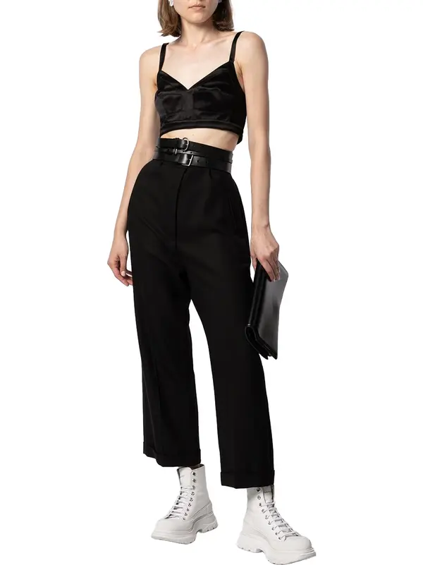 Alexander McQueen Spaghetti-strap Crop Top - Black