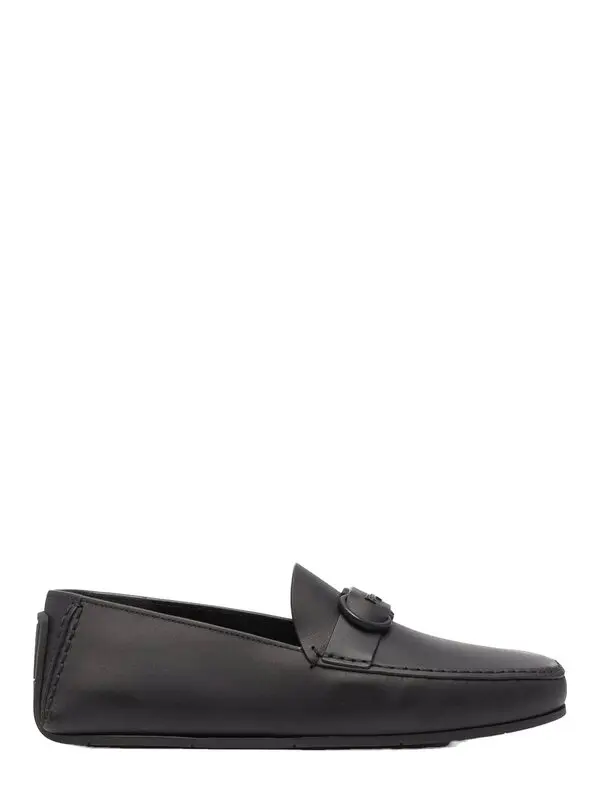 FERRAGAMO Gancini Leather Loafers - Black