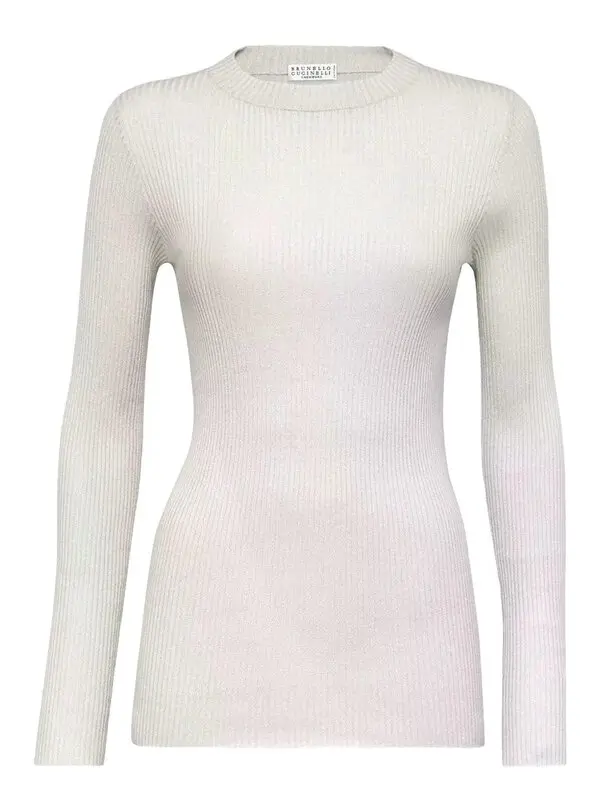 Brunello Cucinelli Fine-knit Long-sleeved Top - Neutrals