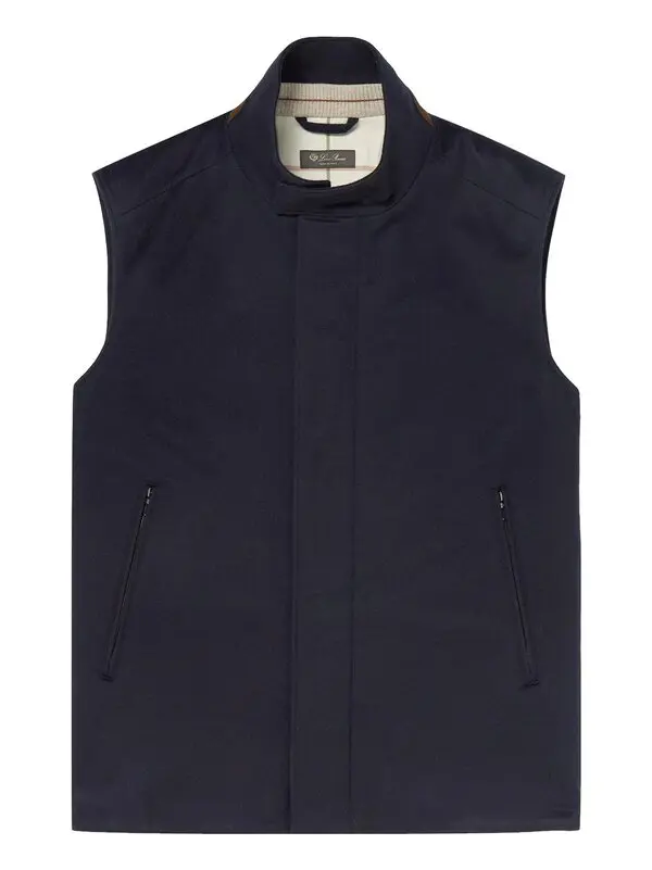 Loro Piana Suede-trimmed Brushed-cashmere Gilet - Blue
