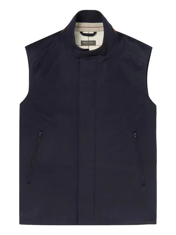 Loro Piana Suede-trimmed Brushed-cashmere Gilet - Blue