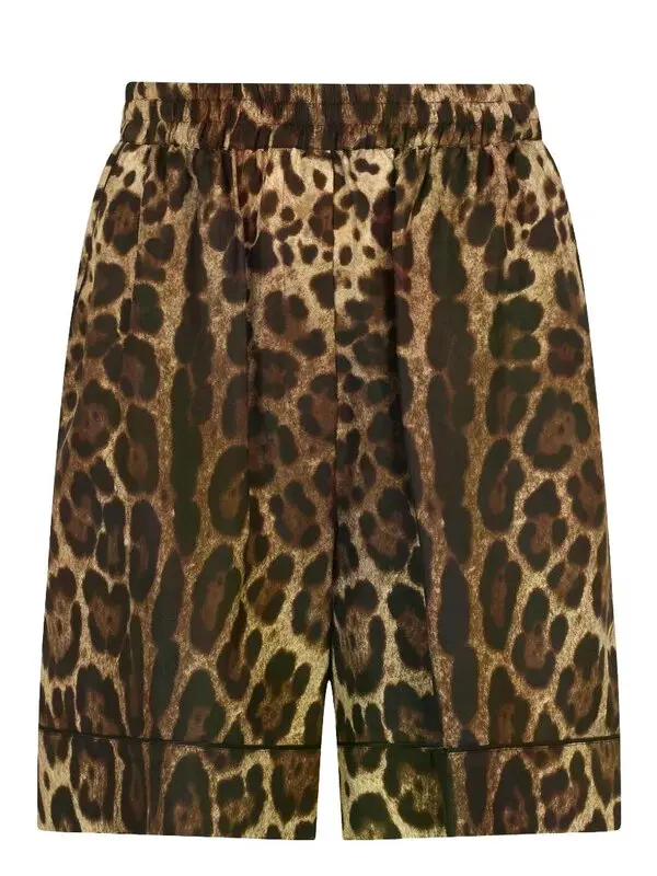 Dolce & Gabbana Leopard-print Silk Shorts - Brown
