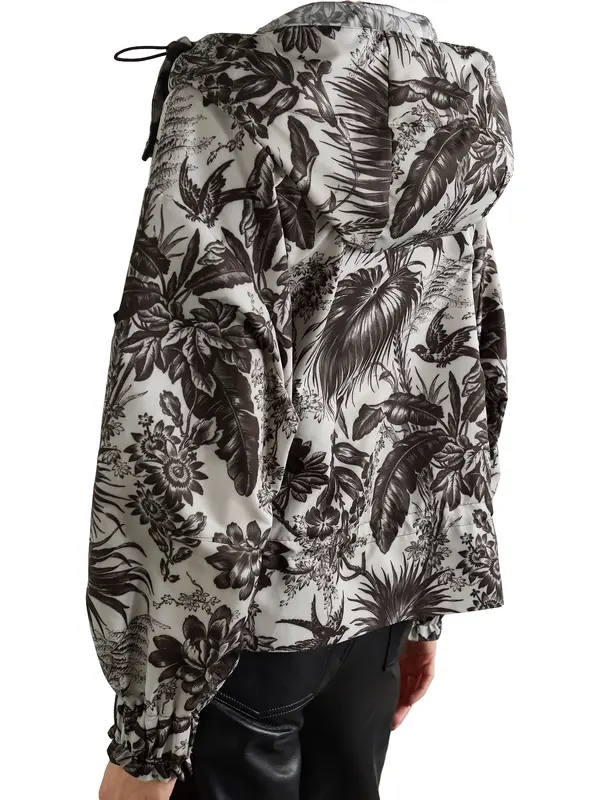 Moncler Albireo Floral-print Hooded Jacket - Black