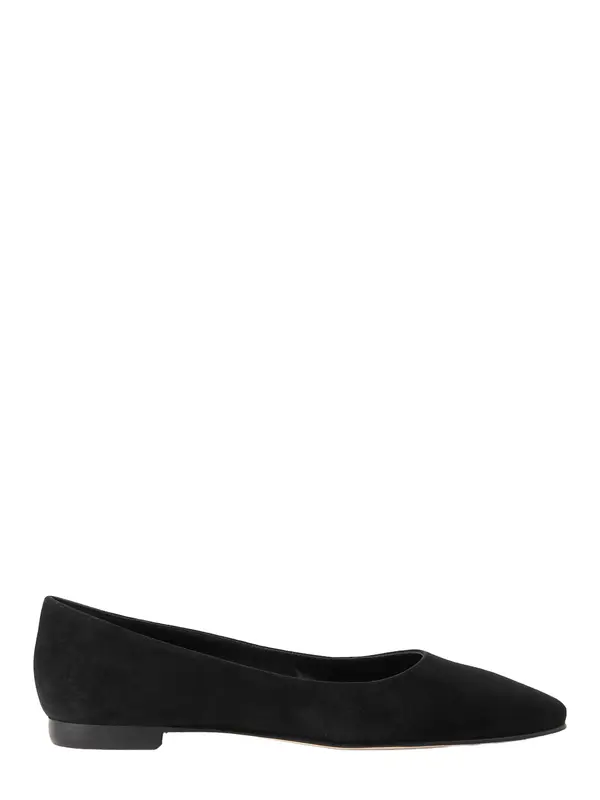 Manolo Blahnik Gelista Suede Ballet Flats - Black