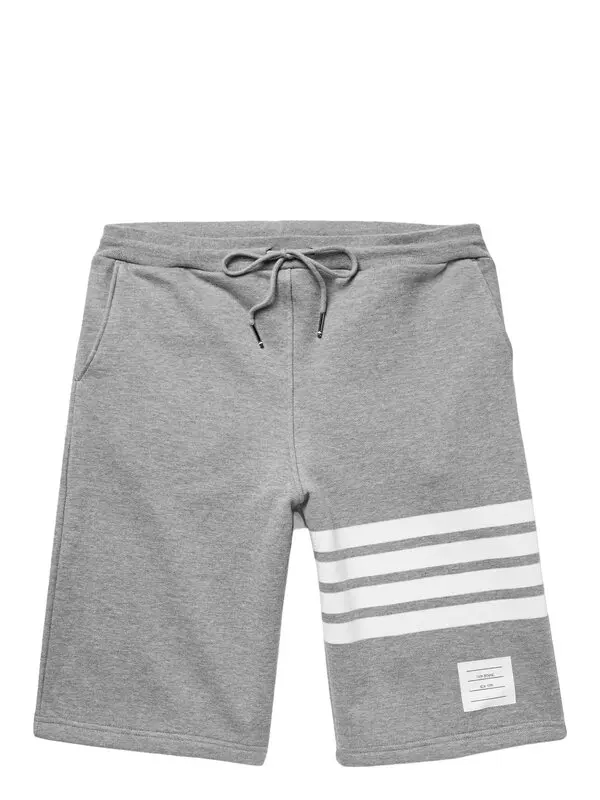 Thom Browne Striped Loopback Cotton-jersey Shorts - Gray