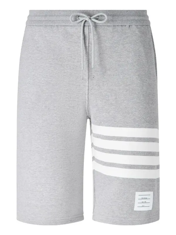 Thom Browne Striped Loopback Cotton-jersey Shorts - Gray