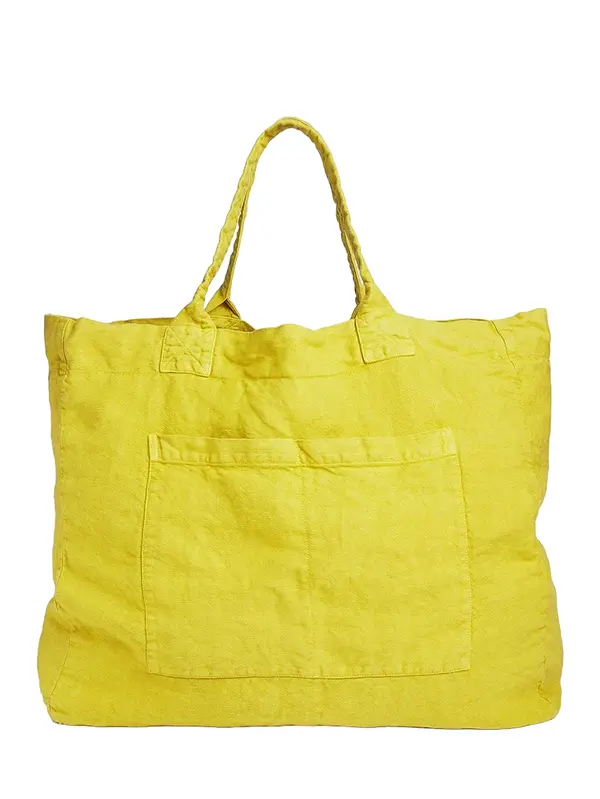 ONCE MILANO Linen Weekend Bag - Yellow