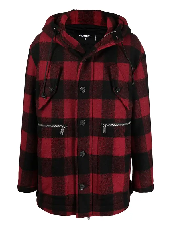 Dsquared2 Checked Wool-blend Coat - Red