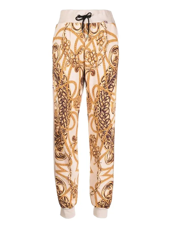 Philipp Plein Baroque-jacquard Fleece Sweatpants - Neutrals
