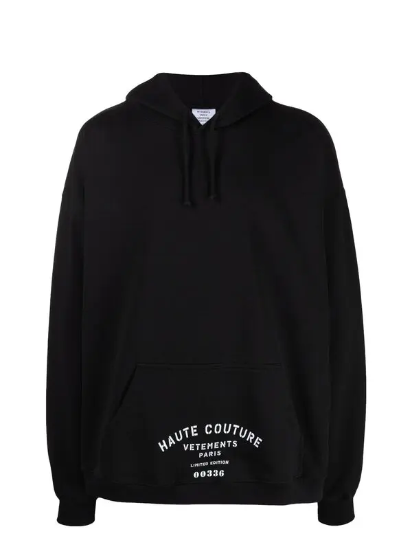 Vetements Logo-print Oversized Hoodie - Black
