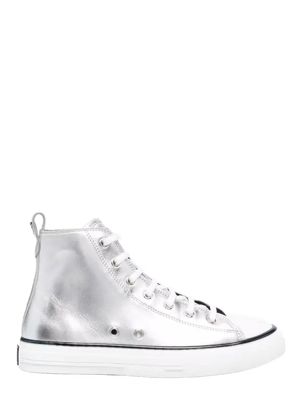 Philipp Plein Metallic-finish High-top Sneakers - Silver