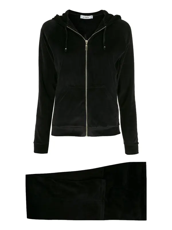 AMIR SLAMA Velour Zip-up Tracksuit - Black