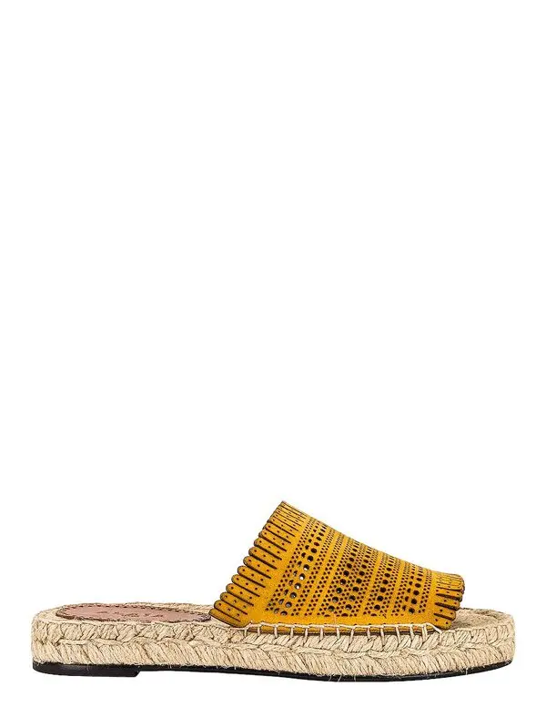 Alaïa Leather Laser Cut Flat Espadrilles - Jaune Safran