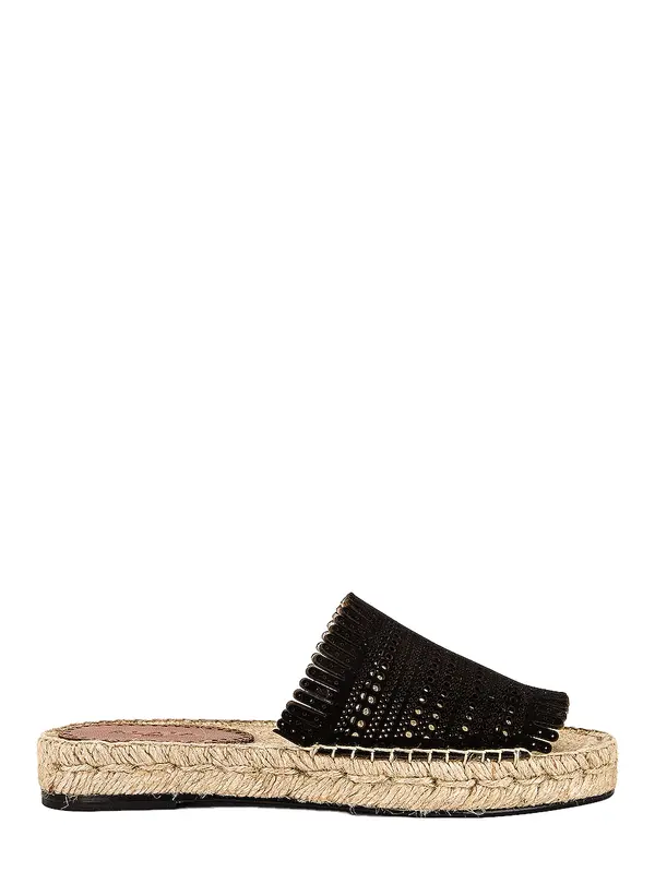 Alaïa Leather Laser Cut Flat Espadrilles - Noir