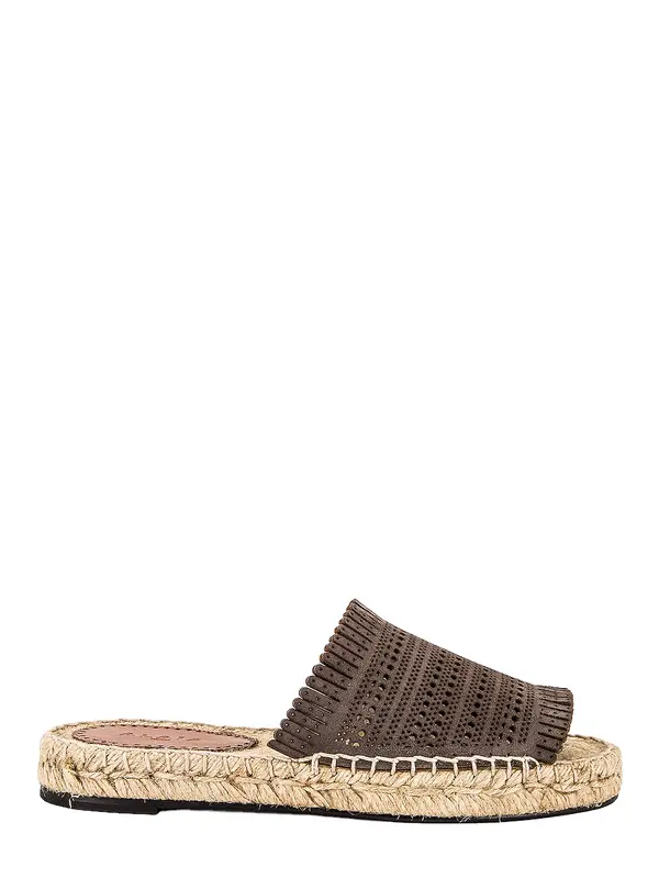 Alaïa Leather Laser Cut Flat Espadrilles - Tourterelle