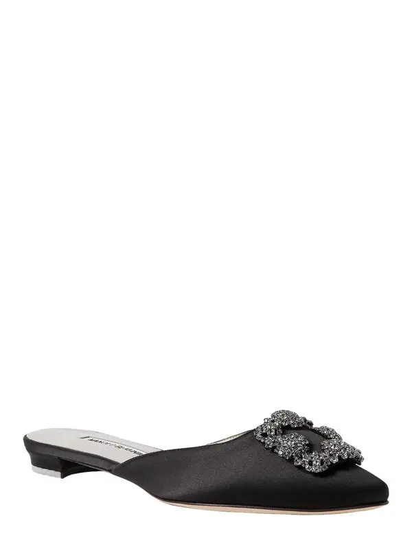 Manolo Blahnik Hangisi Crystal-embellished Slippers - Black