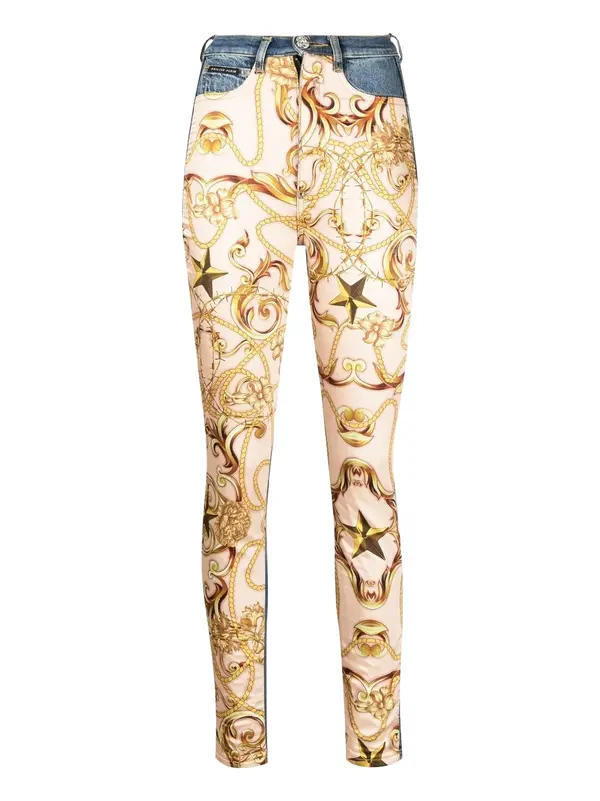 Philipp Plein Baroque-print Skinny Jeans - Neutrals