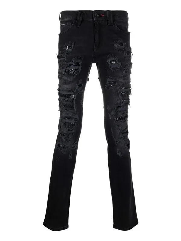 Philipp Plein Ripped-detail Jeans - Black